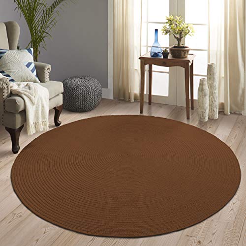 SUPERIOR Reversible Braided Indoor/Outdoor Area Rug, 4' Round, Cocoa