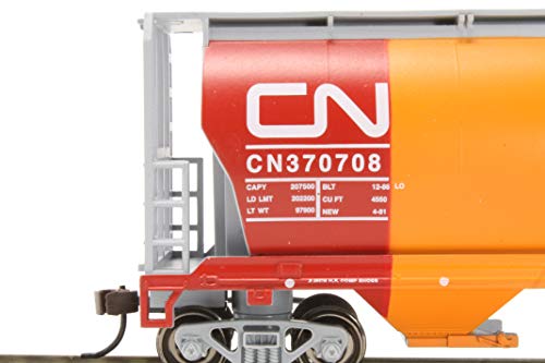 Bachmann Trains - Canadian 4-Bay Cylindrical Grain Hopper with Flashing End of Train Device - Canadian National Demonstrator - HO Scale, 73805