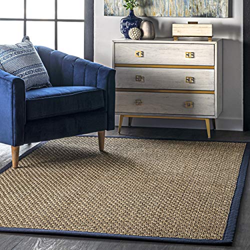 nuLOOM Hesse Checker Weave Seagrass Area Rug, 3' x 5', Navy