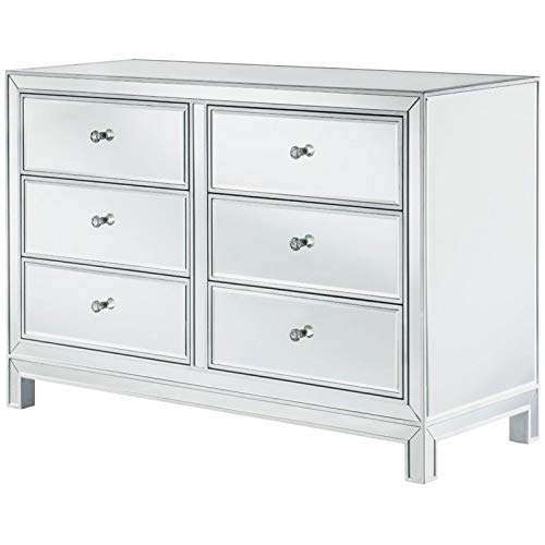 Elegant Decor Dresser 6 Drawers 48in. W x 18in. Din. x 32in. H in Antique Silver Paint