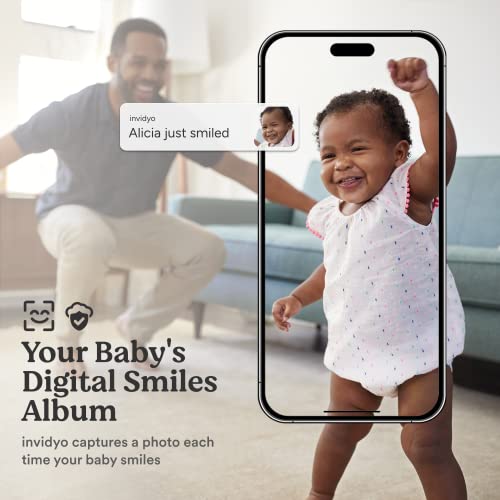 invidyo WiFi Baby Monitor with Camera and Audio: Sleep Tracking, Cry Alerts, Cough Detection | Wireless Pan & Tilt, Smart Phone App, 1080P Full HD Video, Night Vision, Two Way Talk, Temperature Sensor
