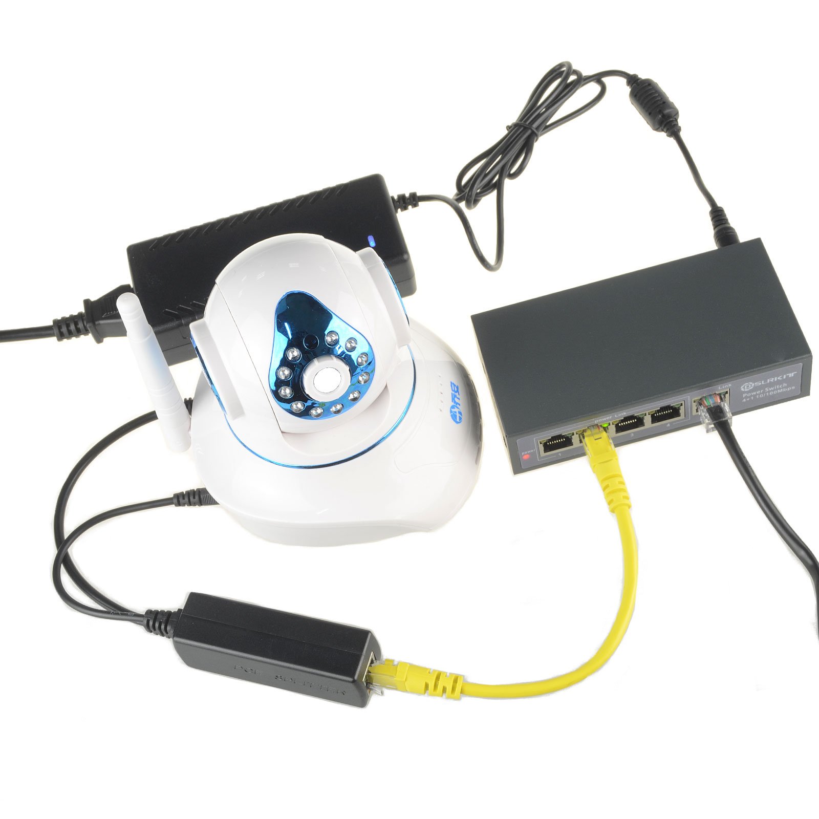 DSLRKIT Active PoE Splitter Power Over Ethernet 48V to 5V 2.4A Compliant IEEE802.3af