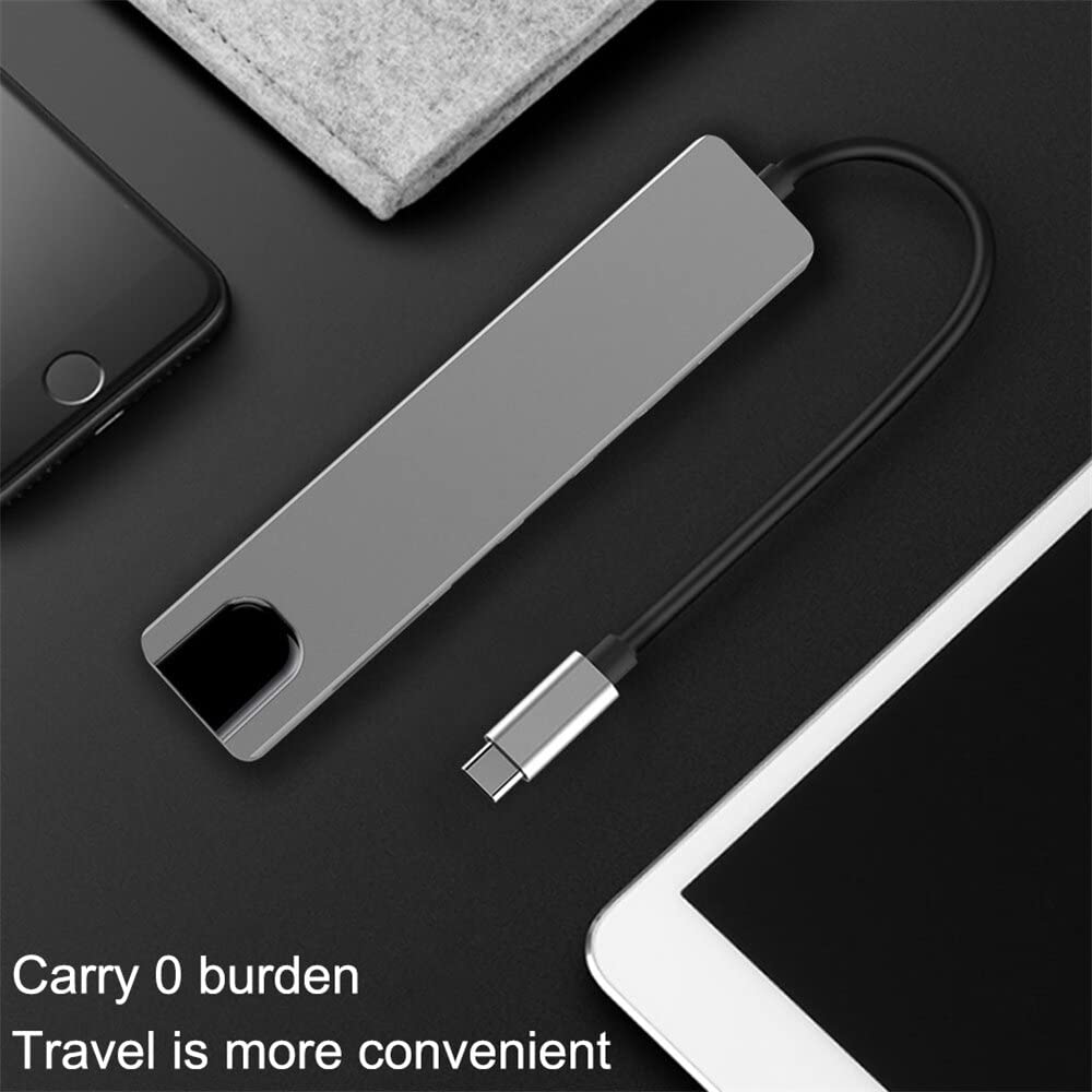 8-in-1 USB-C Hub Docking Station Adapter with 4K HDMI HD Display / 87W USB-C PD3.0 Power Delivery / USB-C Data Transmission / 2 * USB 3.0 / RJ45 Ethernet / Memory Card Readers