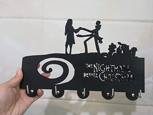 The Nightmare Before Christmas Key Hooks-Wall Hooks Heavy Duty 20LB(Max),Wall Décor,Wood Coat Hooks, Key Holder,Key Hanger for Wall、Entryway and Kitchen