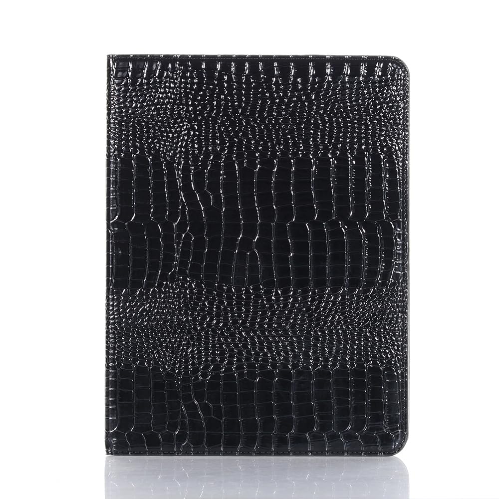 iPad Air-6 (13'') Case, iPad Pro-3 4 5 6 (12.9'') Case for Women, DMaos Crocodile Synthetic Leather Stand Folio Smart Cover with Pen Holder, Auto Sleep/Wake - Black
