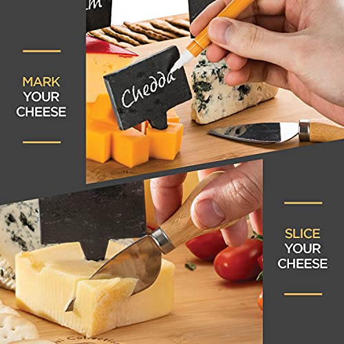 Large Charcuterie Board Gift Set - Bamboo Cheese Board and Knife Set - Wooden Cheese Board Platter - Meat/Cheese Cutting Board with 4 Cheese Knives - Mothers Day Gifts, Housewarming, Wedding Gift