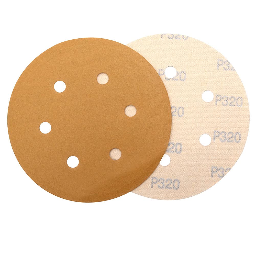 50PCS 6-Inch 6-Hole Hook and Loop Sanding Discs,80 Grit Wet Dry Random Orbital Sandpaper for Automotive and Woodworking