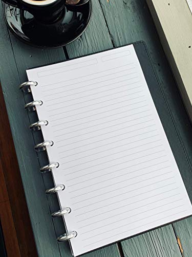 Eleven Discs Discbound Paper, Junior Size Ruled Sheets - Premium 120gsm Heavyweight Notebook & Planner Refills - 8 Discs, 5.5 x 8.5 in - Punched for Circa, Arc, TUL (50 Sheets)