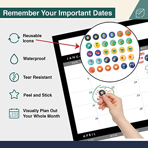 Large Dry Erase Wall Calendar - 38" x 68" - Undated Blank 2023 Reusable Yearly Calendar - Giant Whiteboard Year Poster - Jumbo Laminated 12 Month Office Calendar (Lushleaf Designs)