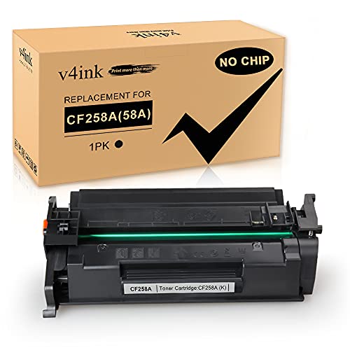 V4INK Compatible 58A Toner Cartridge NO-CHIP Replacement for HP 58A 58X CF258A Toner for HP Pro M404dn M404dw M404n MFP M428fdw M428fdn M428dw M430F M406DN M304 M404 M428 Printer (OEM CHIP NEEDED)