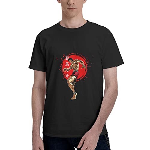 Baki The Grappler Shirt Mens Anime Casual Fashion Cotton Crew Neck Short Sleeve Tops T-Shirt Summer for (Men,Man,Mens) Black