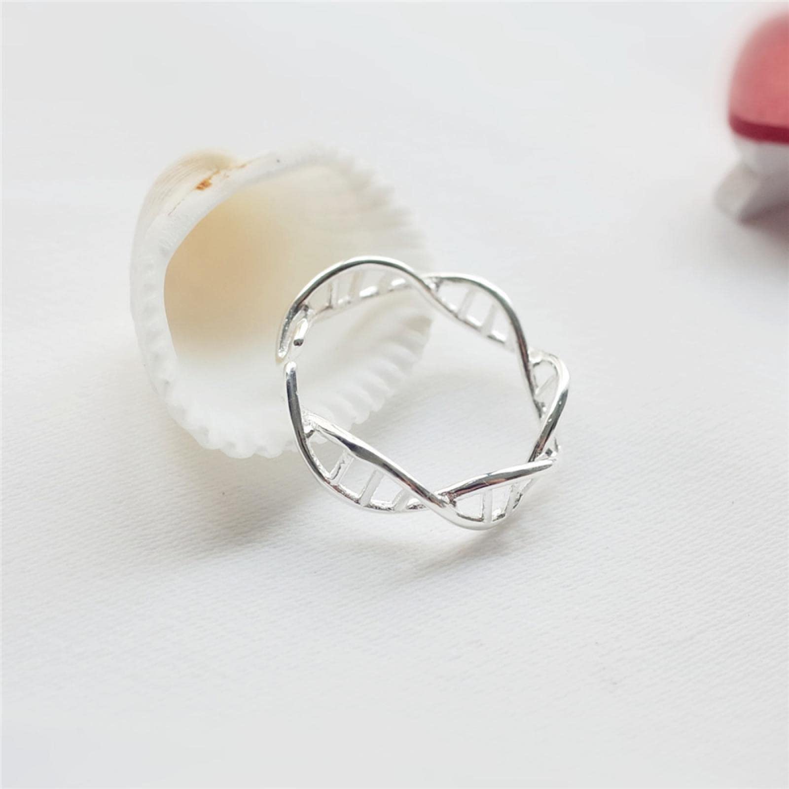 925 Sterling Silver, DNA Double Helix Open Rings, Women's Jewelry (Color : Silver)
