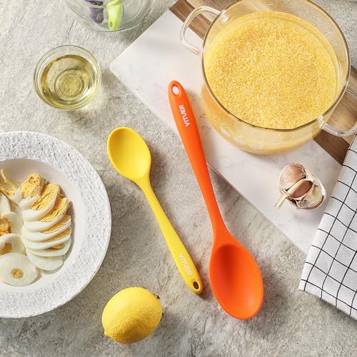 5PCS Silicone Serving Spoons Set, Vituer Heat Resistant Kitchen Spoons for Cooking, Mixing, Stirring and Serving, Dishwasher Safe (5 Pack, Multicolor)