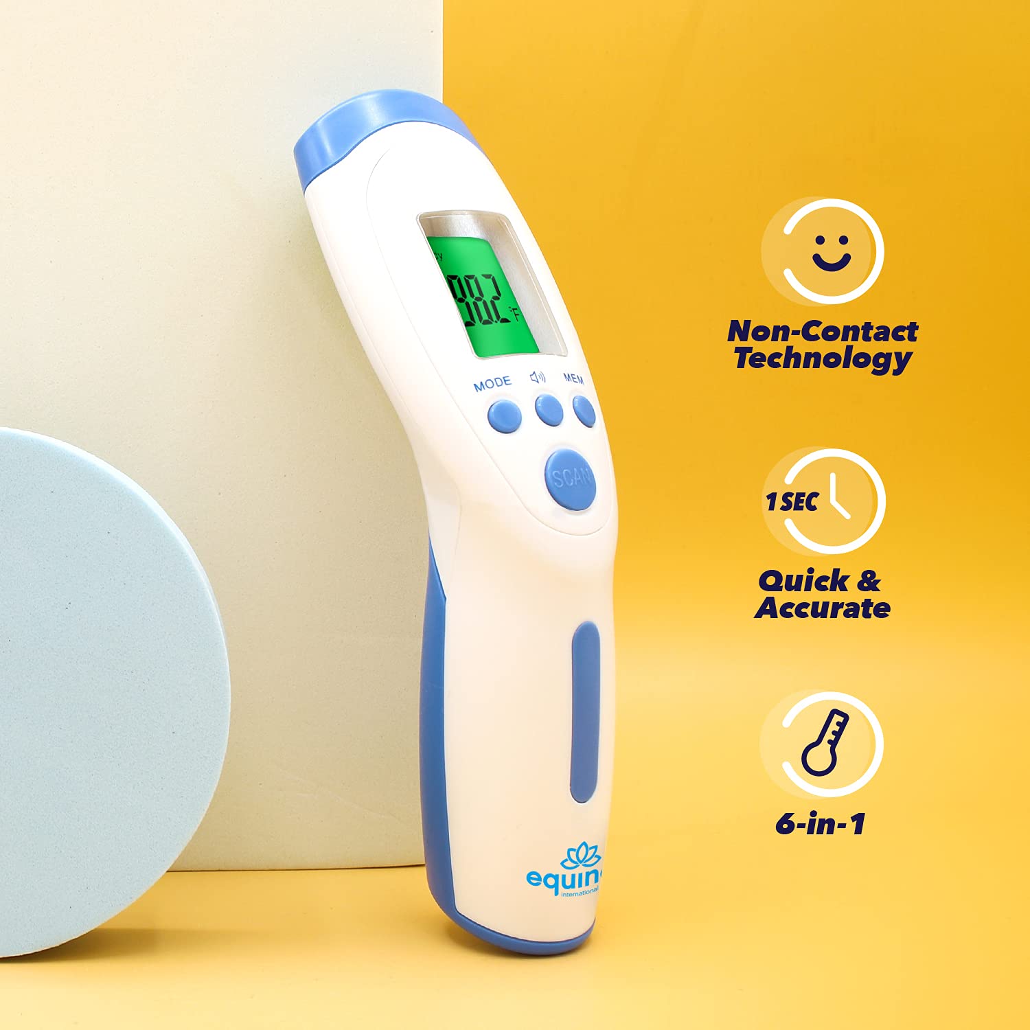 Equinox International, Digital Forehead Thermometer - Thermometer for Adults - No Touch Thermometer (Non Contact) - Body/Surface/Room Temperature Scanner � LCD Display Ideal for Whole Family & Babies