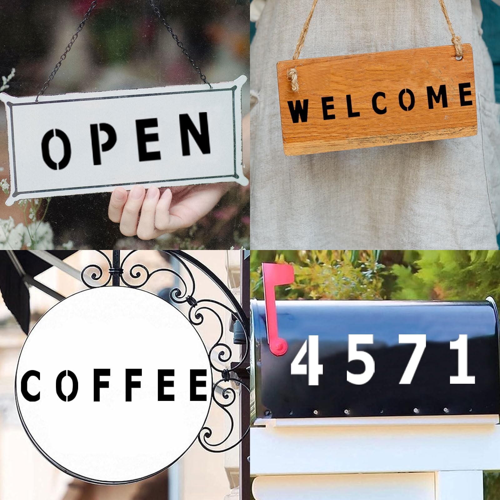 4 Inch Letter Stencils and Numbers, 42 Pcs Interlocking Alphabet Stencils Templates, Reusable Plastic Halloween Welcome Stencils for Painting on Wood Wall Chalkboard Canvas Crafts Signs