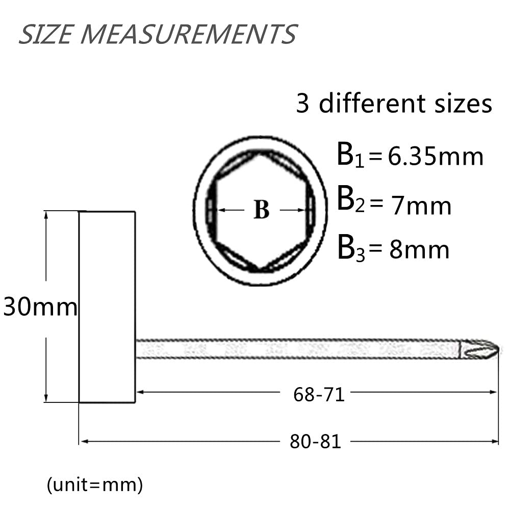 3 Size Guitar Truss Rod Wrench Guitar Neck Box Repair Adjustment Wrench with Cross Screwdriver 6.35mm 7mm 8mm(Black)