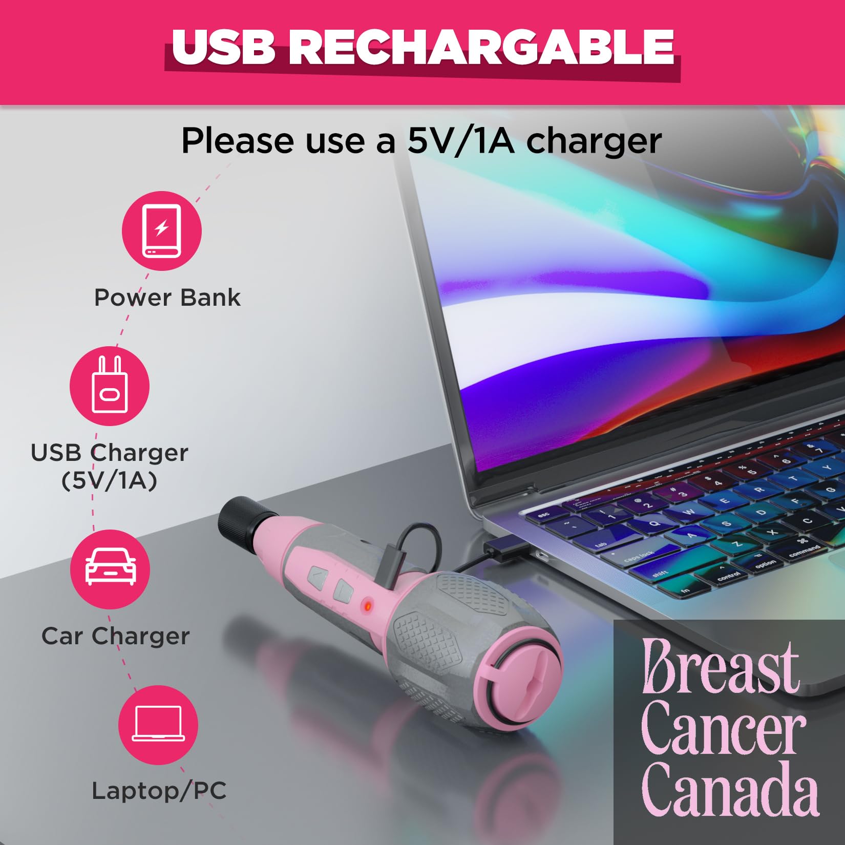 WORKPRO Electric Cordless Screwdriver Set - 4V USB Rechargeable Lithium-ion Battery Screwdriver Kit with LED Light - Small Screwdriver with 7pcs Bits for Home, Office, Apartment - Pink Ribbon