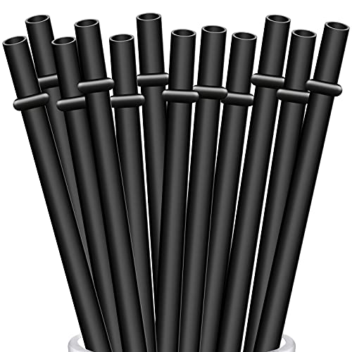 ALINK 12 Reusable Black Straws + 12 Clear Glitter Straws