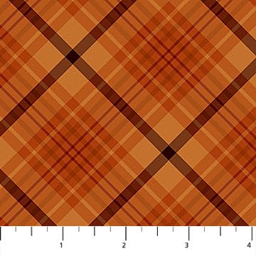 Bias Large Plaid, Fabric, Shades of Rust and Dark Orange, Brown, Sunshine Harvest, Northcott, 25460-58, by The Yard