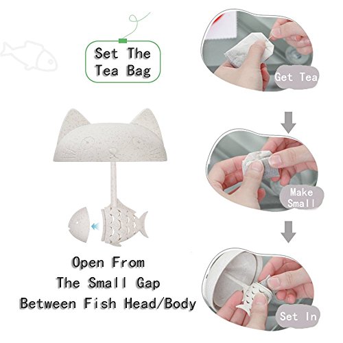 JEWOSTER Cute Cat Glass Cup Tea Mug With Fish Tea Infuser Strainer Filter