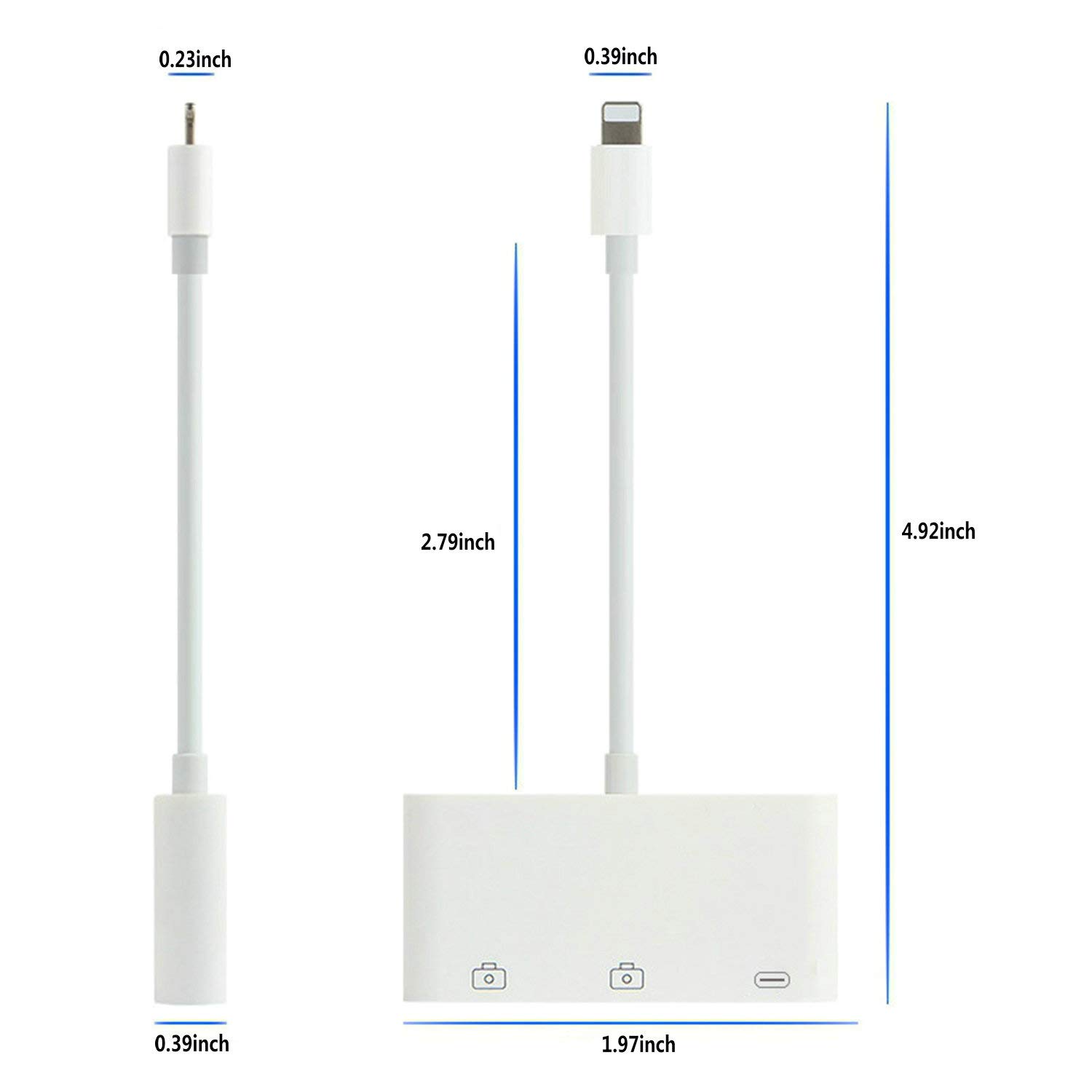 Lightning to USB3 Camera Adapter,rosyclo Apple MFi Certified 3 in 1 USB 2.0 Female Cable OTG Adapter with Charging Port,Compatible with iPhone12/11/11Pro/X/8/7/6/iPad,USB Drive,MIDI Keyboard,Mouse
