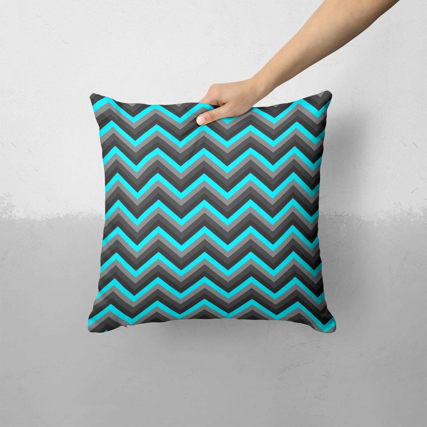 iiRov Turquoise-Black-Gray Chevron Pattern - Custom Decorative Home Decor Indoor or Outdoor Throw Pillow Cover for Sofa, Bed or Couch Cushion (Pillow CASE Cover ONLY)