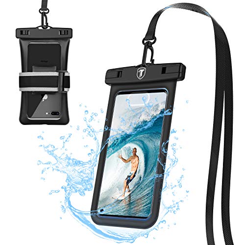 Tiflook Floating Waterproof Phone Pouch with Lanyard and Armband Dry Bag Holder Underwater Case for Motorola Moto G Power G Stylus G Play E E6 One 5G G7 Power G7 Play G6 Z4 Z3, Black
