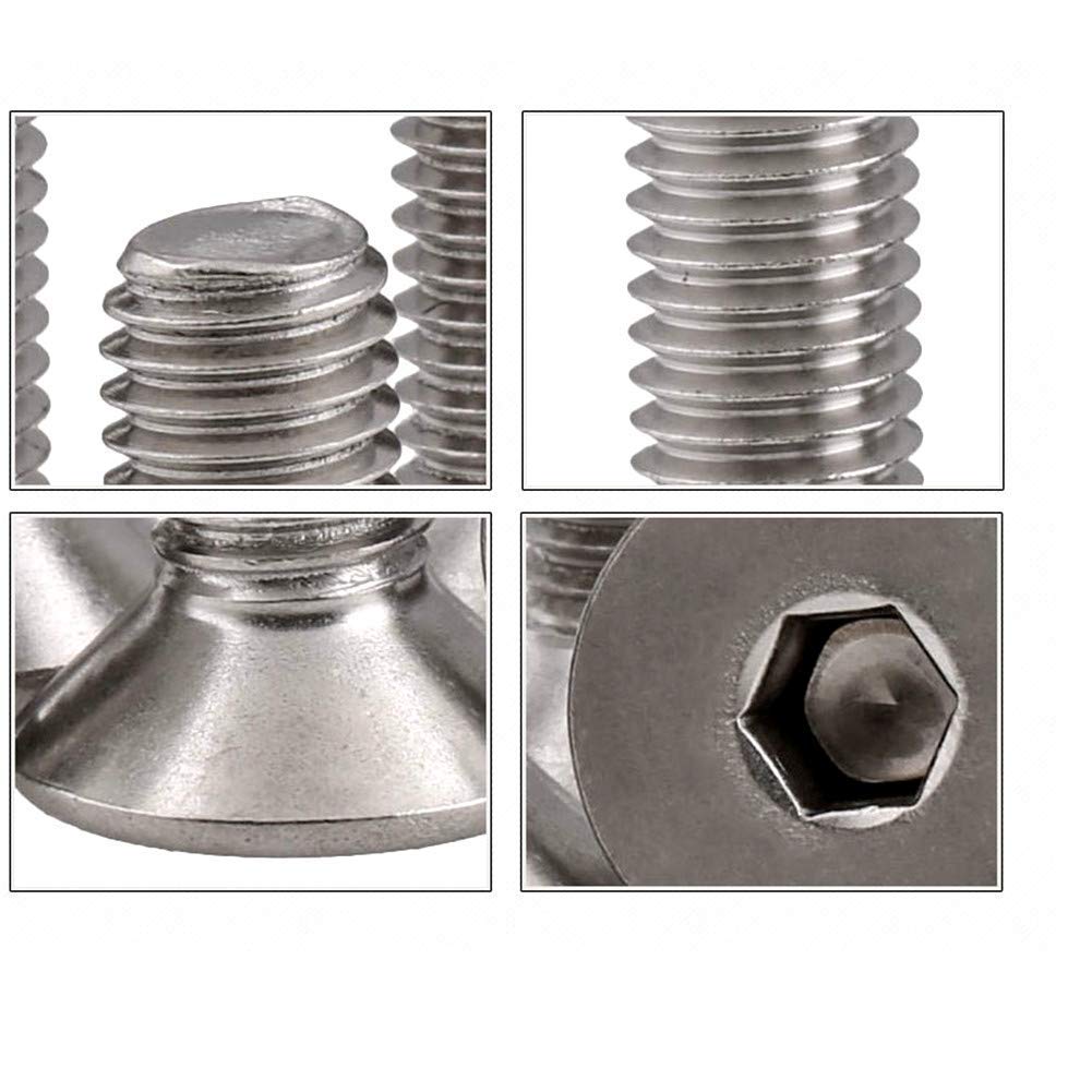 Fullerkreg 18-8 Stainless Steel Hex Drive Flat Head Screw M5 x 0.8 mm Thread, 20 mm Long,Packs of 50