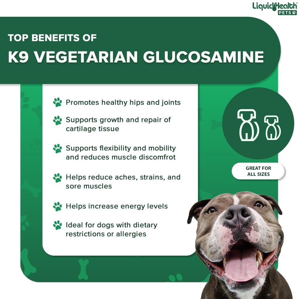 LIQUIDHEALTH Pets K9 Vegetarian Glucosamine Hip & Joint Support Formula & K9 Complete 8-in-1 Multivitamin for Dogs & Puppies - Pet Vitamin Supplement Bundle for Joint Health, Immune Support