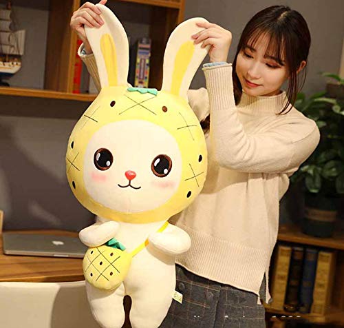 Bunny Plush Cute Strawberry Bunny Stuffed Animal 12inch,Pink Bunny Pillow,Strawberry Rabbit with Backpack,Soft Bunny Doll for Boys and Girls