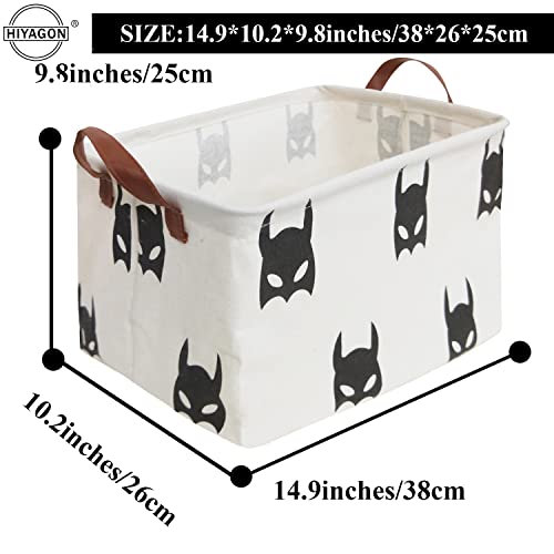 HIYAGON Kids Storage Basket Batman Easter Basket Cute Basket Empty Toy Storage Bin Organizer Box Rectangular Room Decor for Home Books(Black bats)