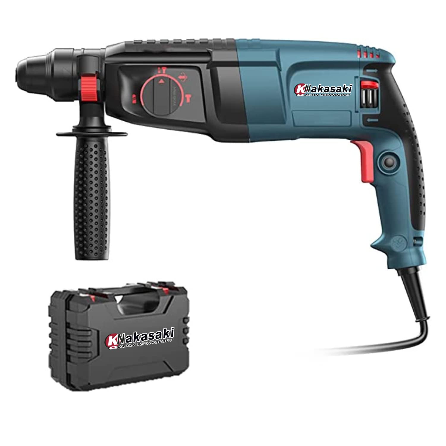 3-in-1 Electric Rotary Hammer Drill | Safety Clutch Corded Variable Speed Sds-plus Concrete/masonry Rotary Hammer Power Drill With Carrying Case | 800w Rotating Speed 12-piece