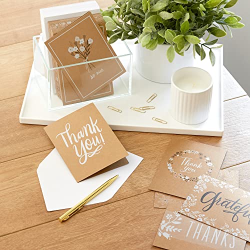 Hallmark Thank You Cards Assortment, Rustic Flowers (48 Thank You Notes with Envelopes) & Thank You Cards Assortment, Rustic Kraft (48 Thank You Notes with Envelopes), Grey (5STZ1160)