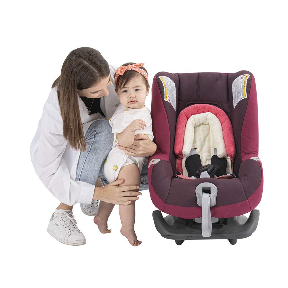 Long-Ci 2-in-1 Baby Insert Cushion Pad with Head Neck Body Support Pillow in Plush Terry for Newborn (Red Beige)