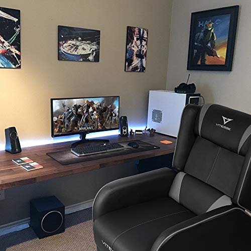 VITESSE Gaming Recliner Chair Racing Style Single PU Leather Sofa Modern Living Room Recliners Ergonomic Comfortable Home Theater Seating, Grey
