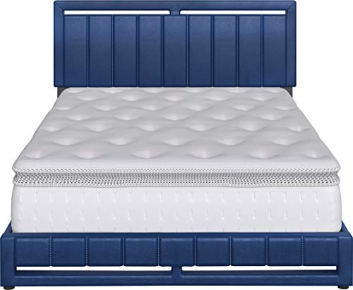 Boyd Sleep Beaumont Upholstered Platform Bed with Headboard, Mattress Foundation with Strong 14 Wood Slat Supports, No Box Spring Required, Black Faux Leather, Size Queen