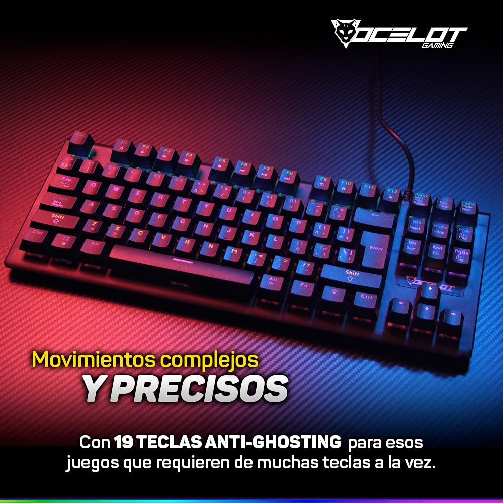 Ocelot Gaming by Quaroni Compact Wired Gaming Keyboard - Mechanical - RGB