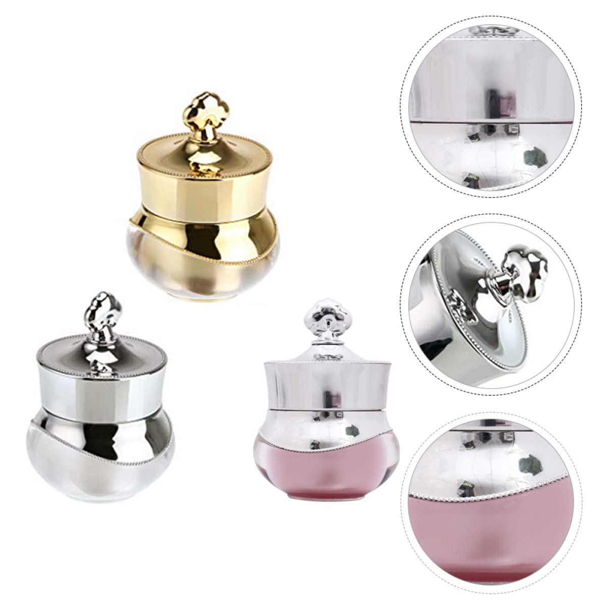 9pcs G Refillable Container and Empty Round Toiletries Containers Practical Cosmetic Creams Metal Makeup Lotion Oils Body for Travel Bottle Jar Crystal Ointments Pot Hand Up