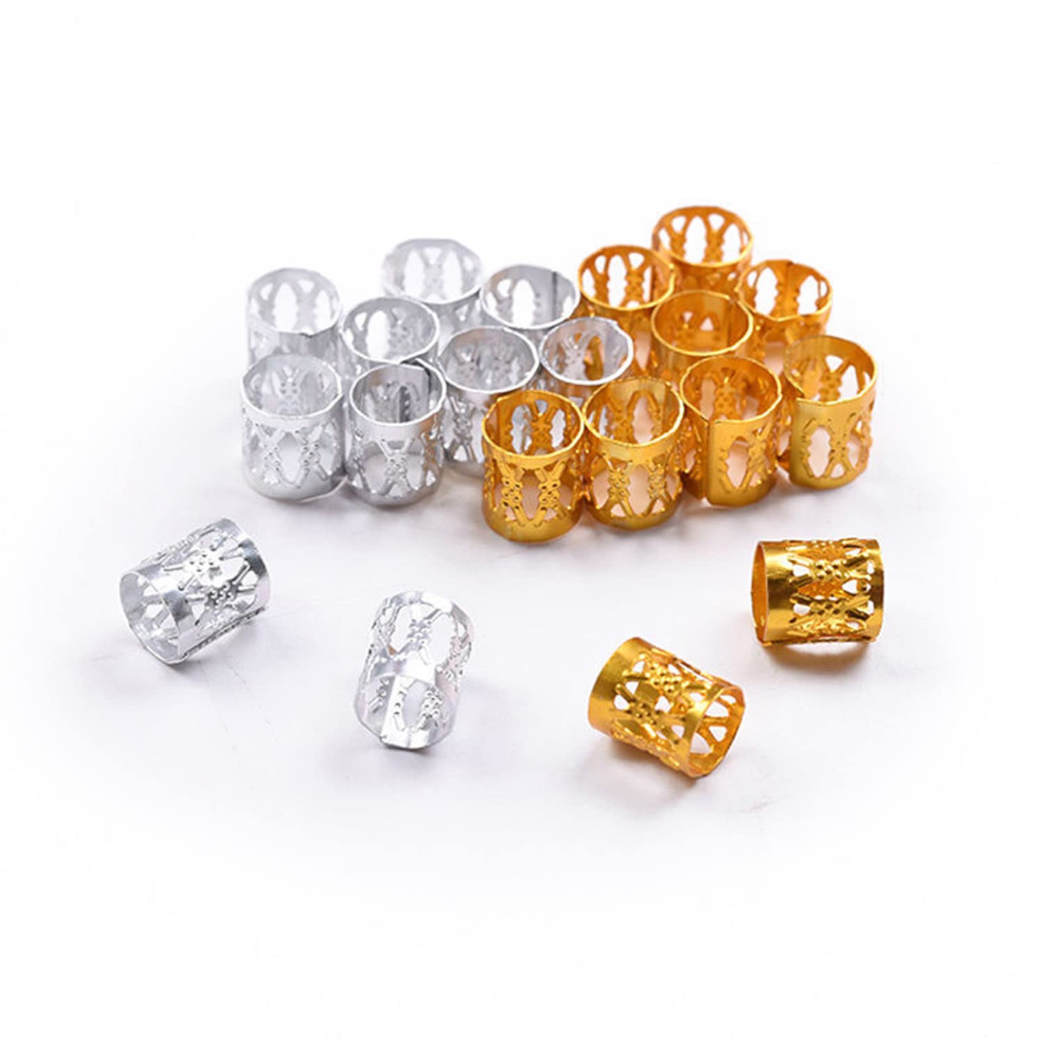 Ryalan 105 Pieces Hair Jewelry Set: Aluminum Dreadlocks Beads, Metal Cuffs, Gold and Silver Clips