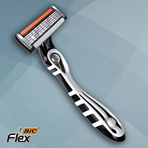 BIC Flex 5 Titanium 5-Blade Disposable Razor for Men, Sensitive Skin Razor For a Smooth, Comfortable and Close Shave, 4 Piece Razor Set