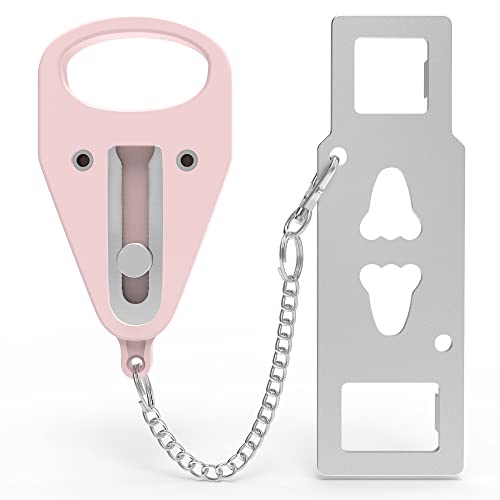 Portable Door Lock Pink (2 Size) Home Security Door Locker Apartment Door Security Device Travel Door Defender Locks for Additional Privacy and Safety in Hotel,Bedrooms and Dorms(1 Pack Pink)