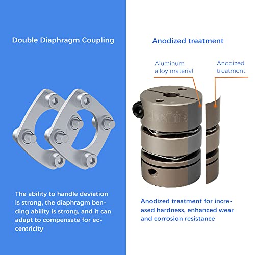 Double-Diaphragm Damping Shaft Couplings 5mm to 8mm Aviation Aluminum Alloy for All 3D Printer Such as CR-10S Ender 3 PRO and CNC Machine(2PCS)