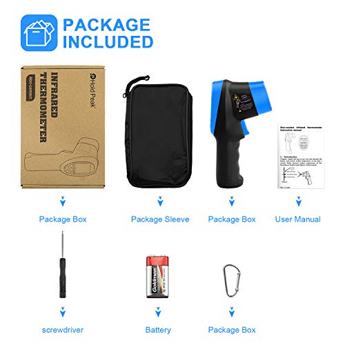 HOLDPEAK HP-985B Infrared Thermometer Non-Contact, -58℉~2480℉ (-50℃~1360℃), Dual Laser Digital IR Thermometer Gun with Adjustable Emissivity for Forge Melting Furnace Kilns Industry 【NOT for Human】