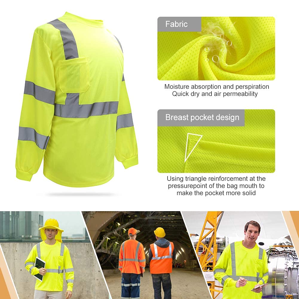 A-SAFETY Construction Shirts for Men M Yellow