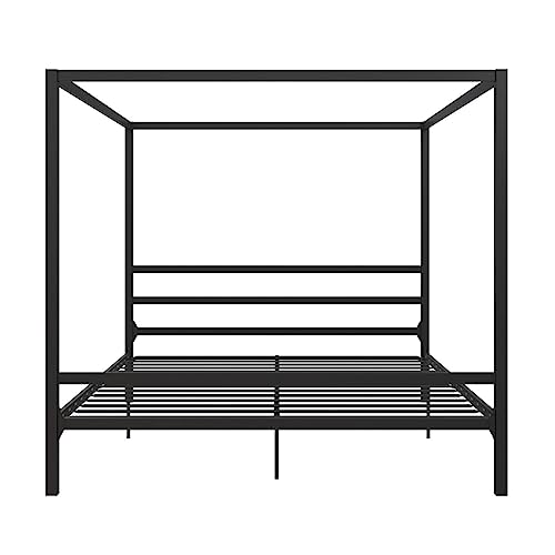 DHP Modern Metal Canopy Platform Bed with Minimalist Headboard and Four Poster Design, Underbed Storage Space, No Box Spring Needed, King, Black