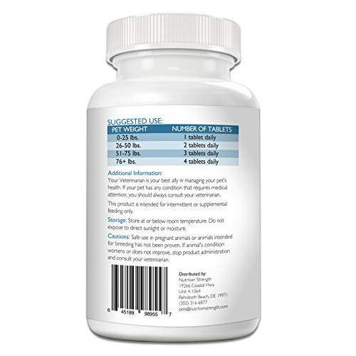 Nutrition Strength Dog Seizure Support, Supplement for Epilepsy in Dogs, with Organic Valerian Root, Chamomile and Blue Vervain, Plus L-Tryptophan Dog Stress and Anxiety Aid, 120 Chewable Tablets