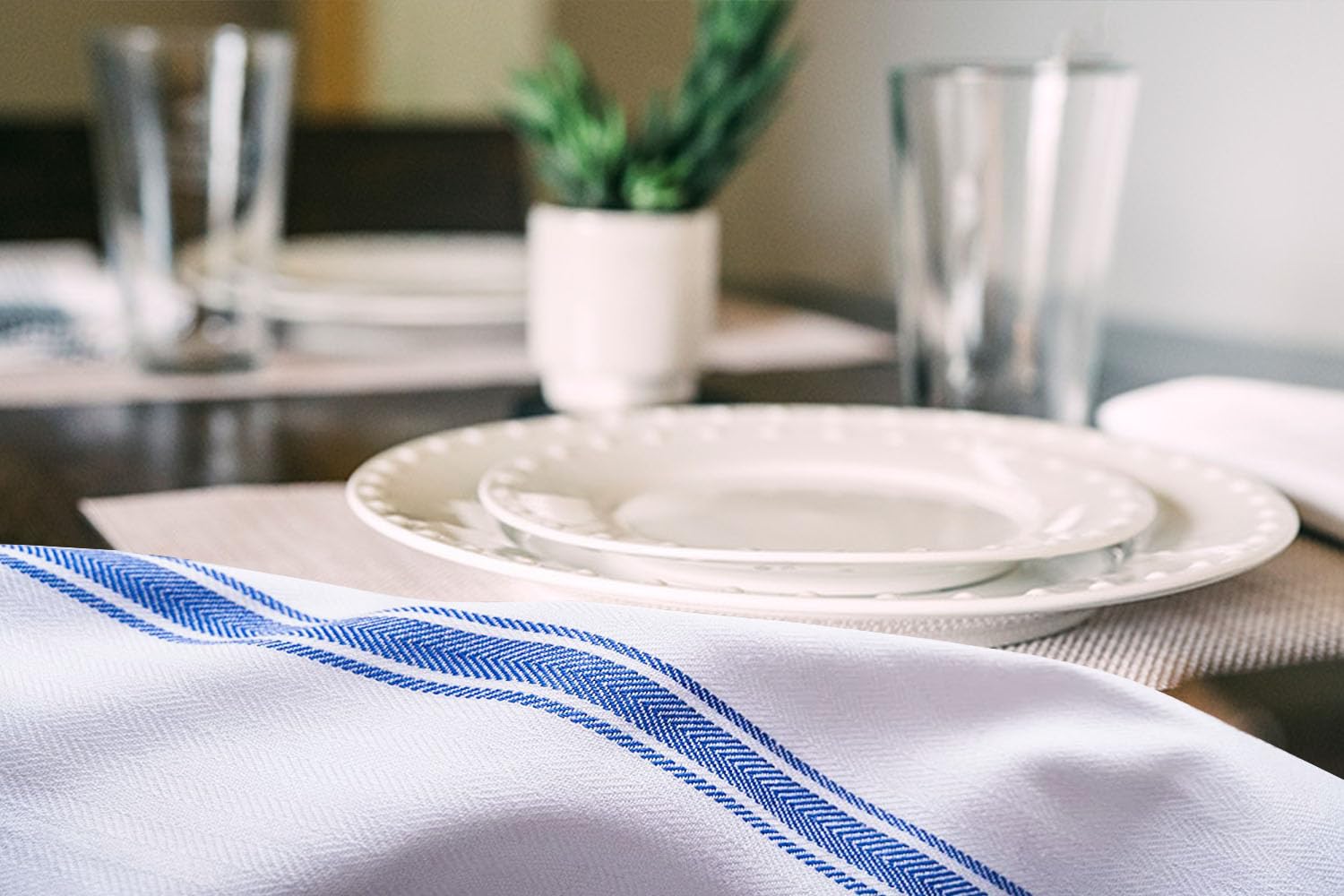 Avalon Kitchen Dish Towels Set (Value Pack of 15) Size 15x25 Inch, 100% Cotton Soft & Absorbent Linen Kitchen Towels, Tea Towels, Reusable Cleaning Cloths for Household Cleaning (Blue)