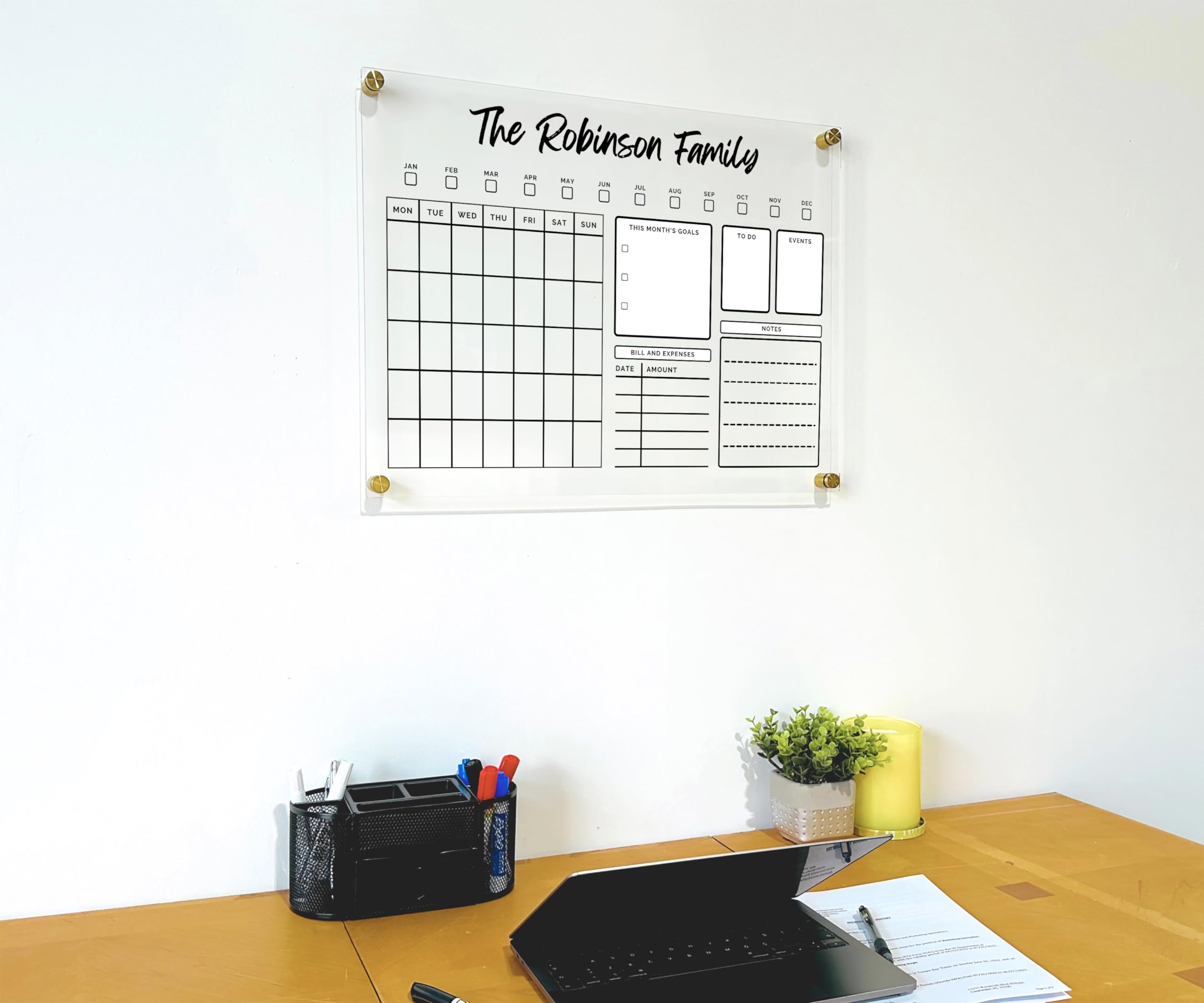 Acrylic Family Planner Wall Calendar - Personalized Calendar 2024, Personalized Dry Erase Board, Dry Erase Calendar, Monthly Weekly Calendar, Transparent