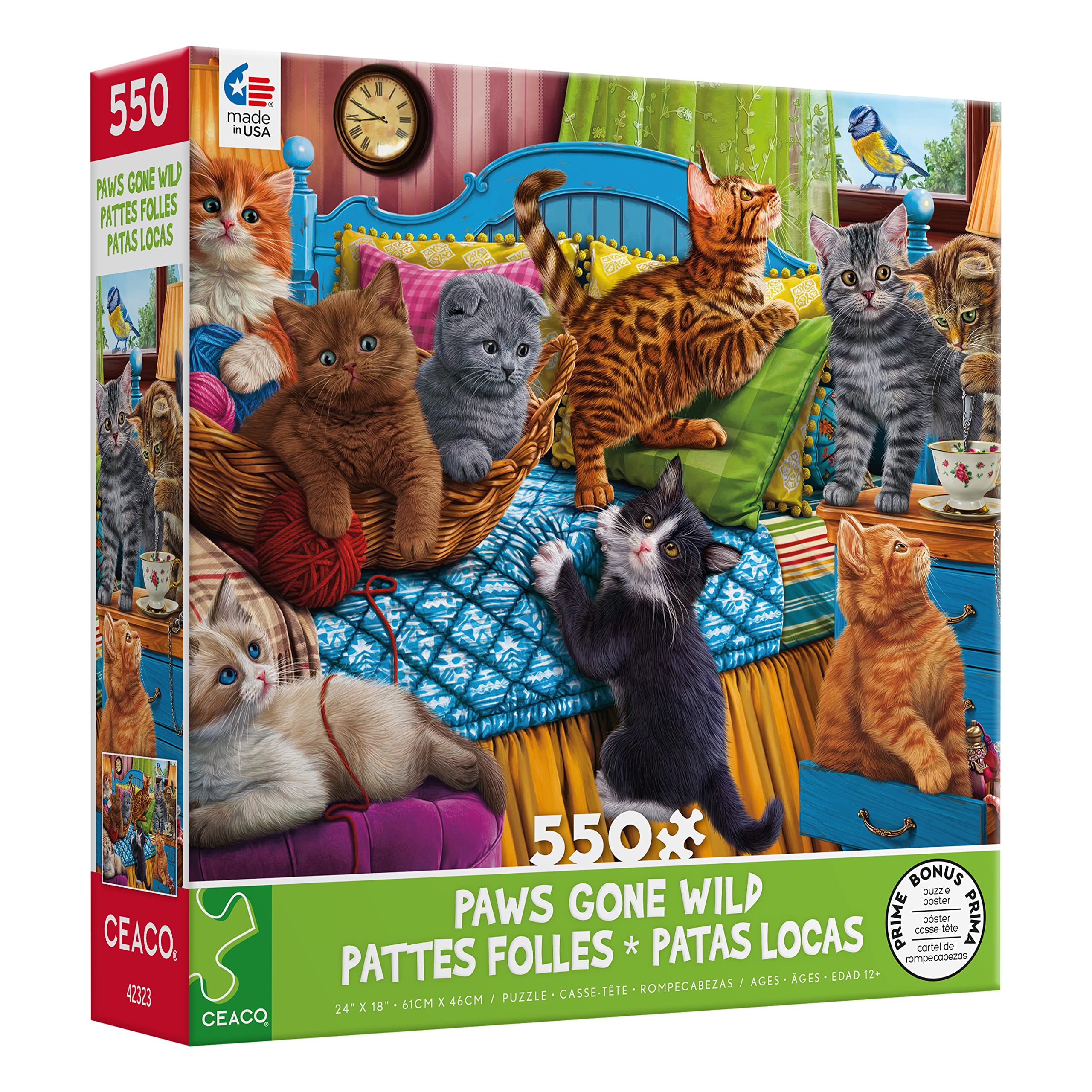 Ceaco - Paws Gone Wild Collection - Cute Kittens - 550 Piece Jigsaw Puzzle