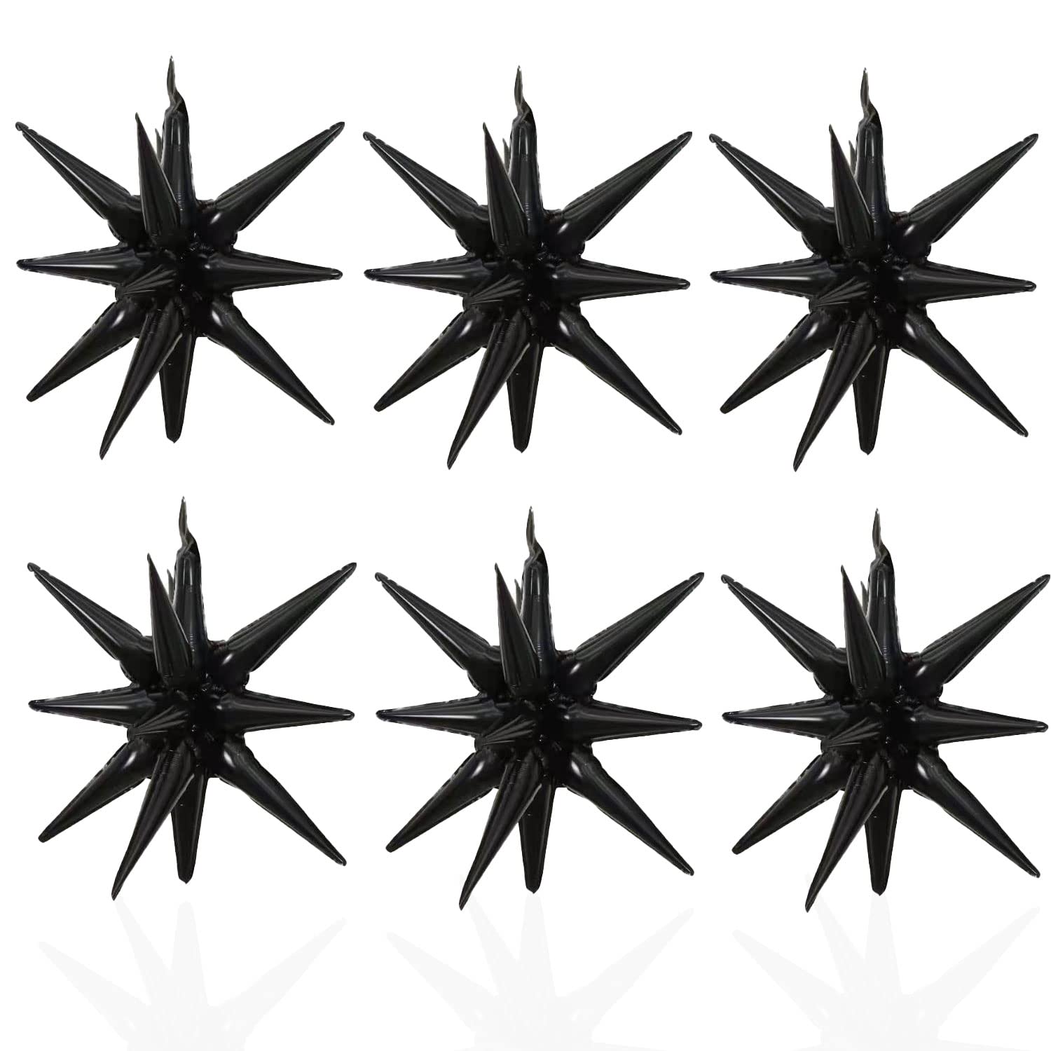 6 Pcs Silver Star Foil Balloons One-Piece 14-Pointed Star Balloons 4D Starburst Cone Mylar Balloons 22inch Christmas Birthday Wedding Wedding Anniversary Party Supplies(Silver)